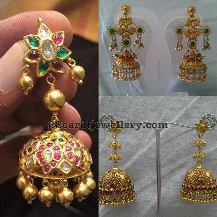 Antique Fancy Jhumkas - Jewellery Designs