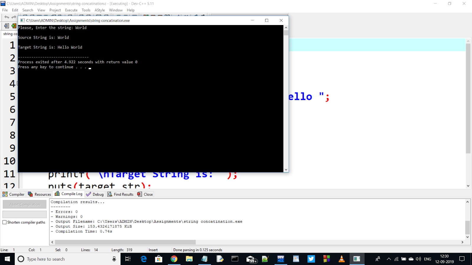 String Concatenation Using Strcat Function In C Language
