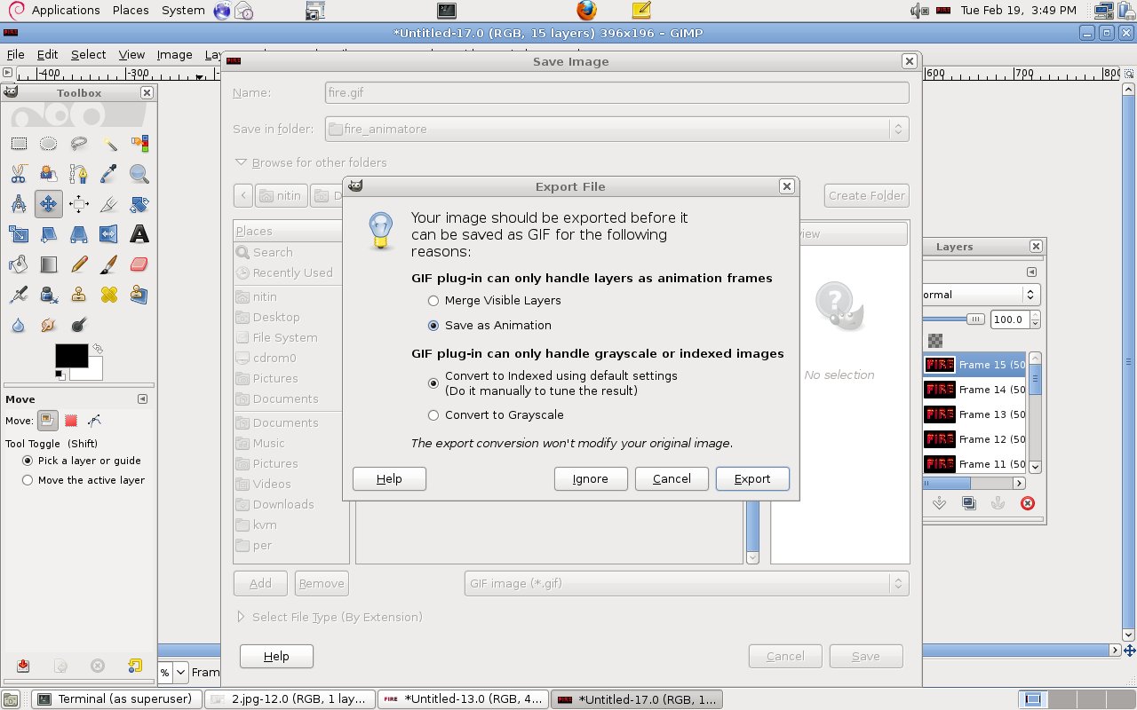 Linux World: Creating fire animation using gimp in linux