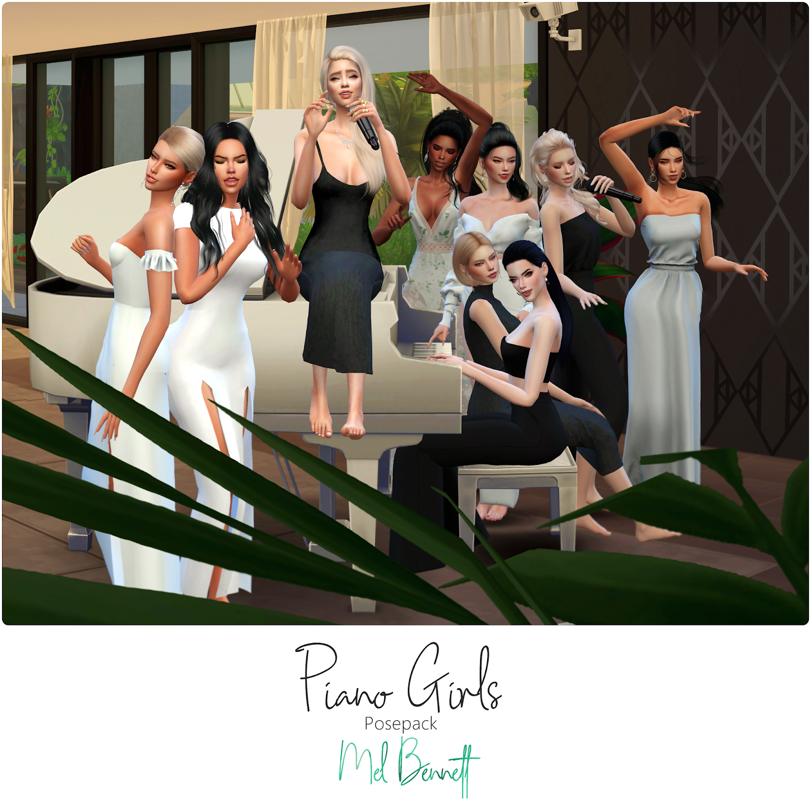 Sims 4 Piano Girls Posepack - Mel Bennett