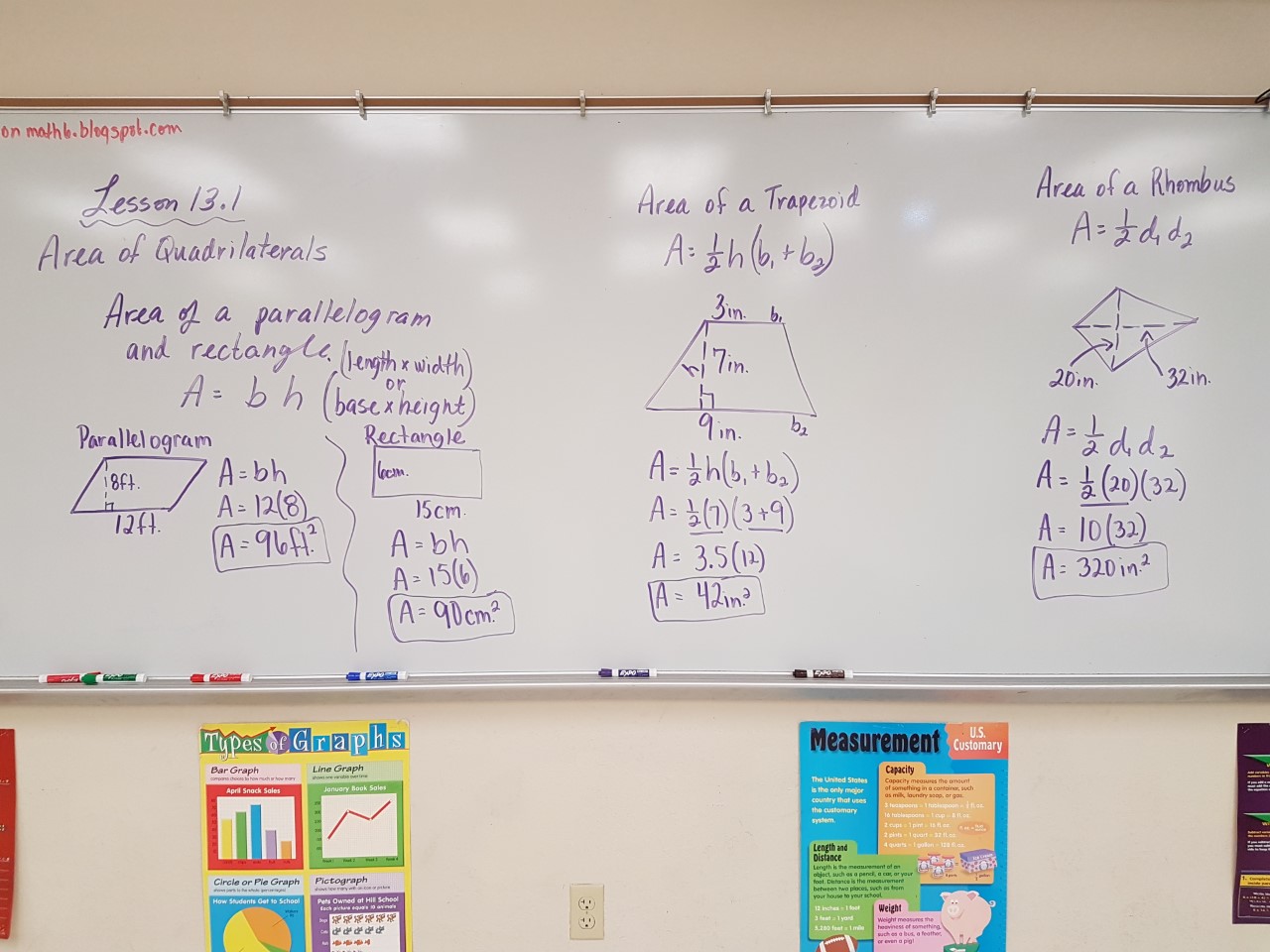 Mrs. Negron 6th Grade Math Class: Lesson 13.1 Area of Quadrilaterals