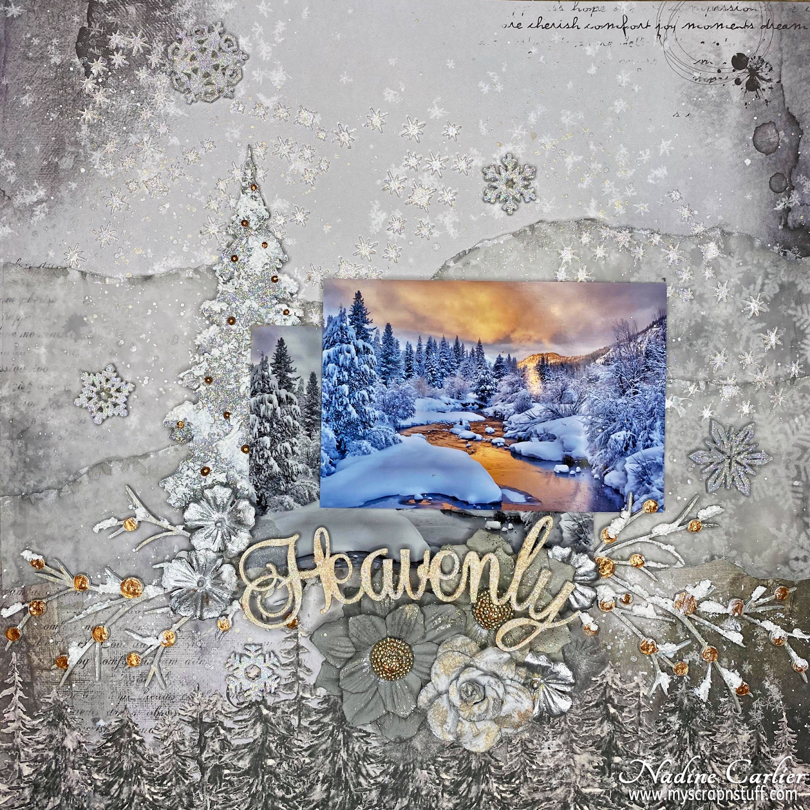Wintery Scene Scrapbook Layout ~ Nadine Carlier