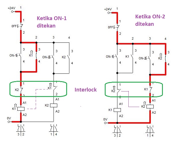 Rangkaian Menjalankan 2 Motor Listrik Secara Bergantian ~ Guru Listrik ...