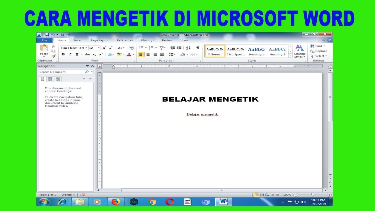 Belajar mengetik di microsoft word ~ Belajar Laptop