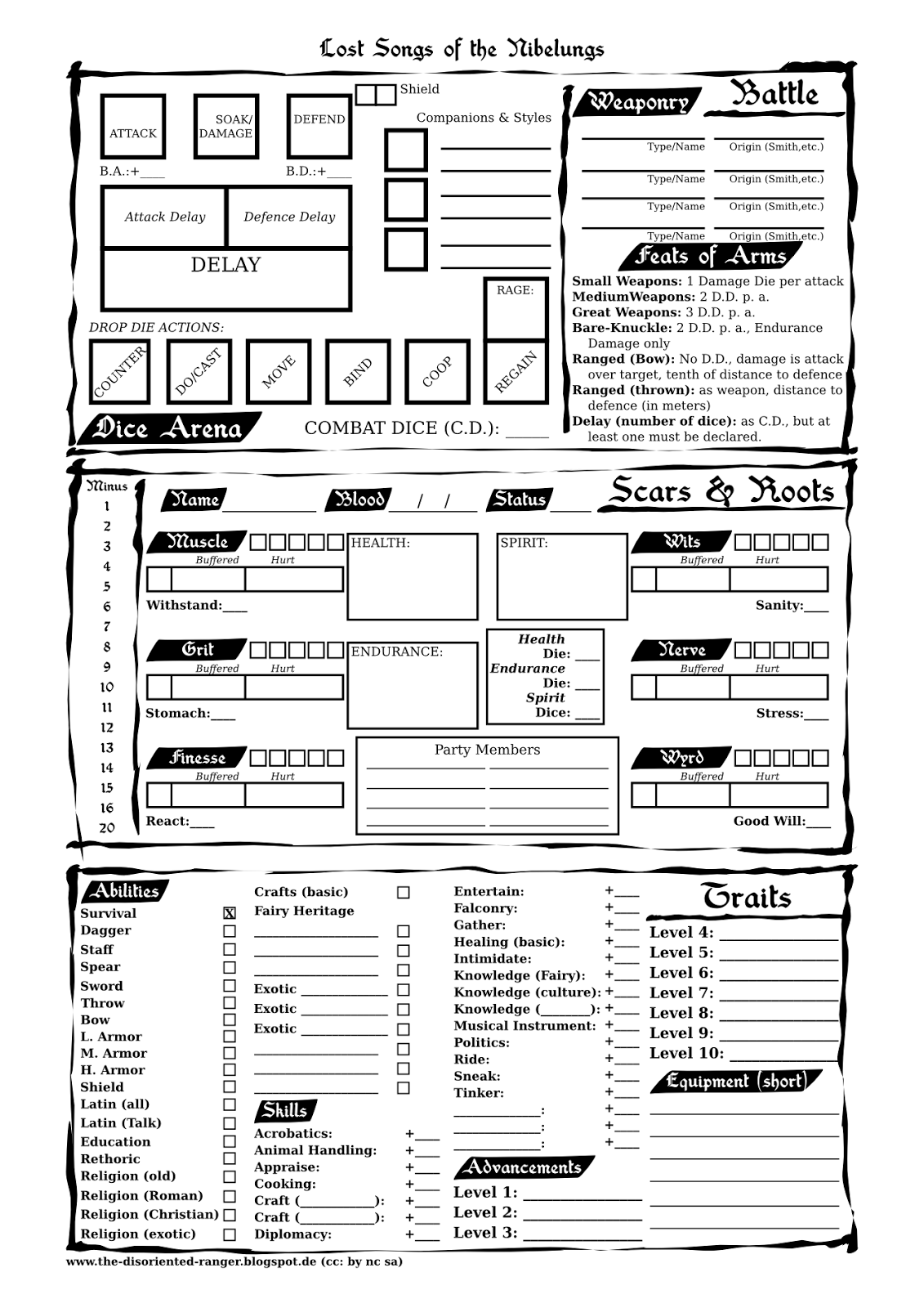The Disoriented Ranger: Updated Lost Songs of the Nibelungs Character ...