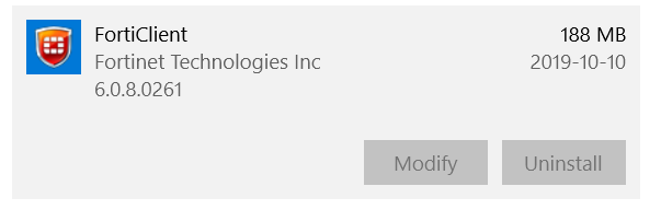 Random Contributions: Uninstall Fortinet Forticlient 6.0