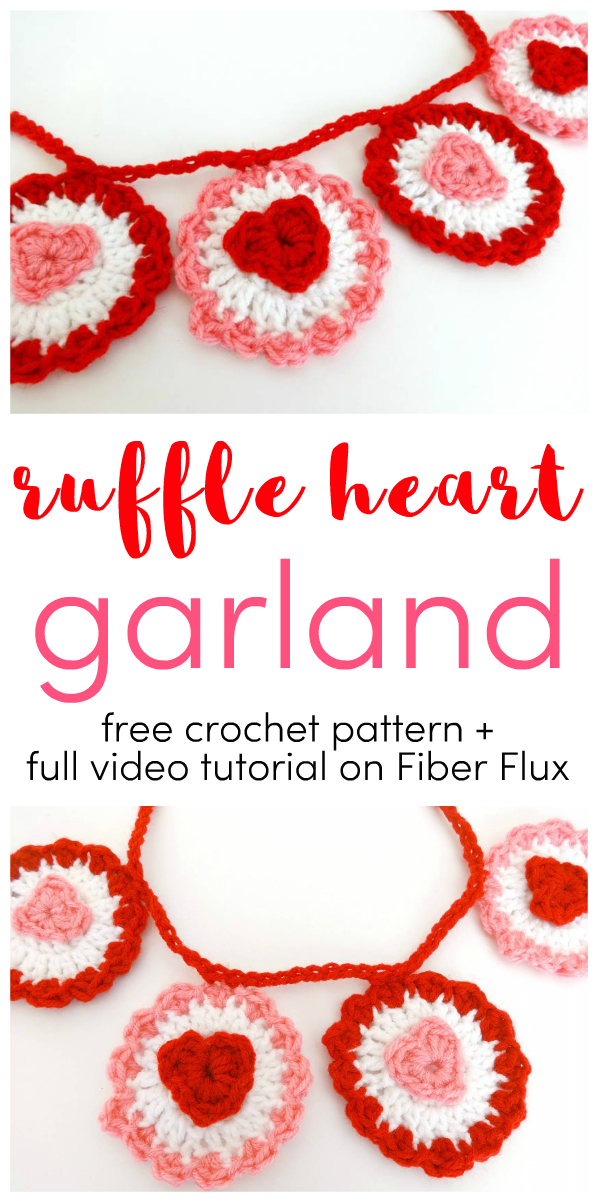 Fiber Flux: Free Crochet Pattern...Ruffle Heart Garland!