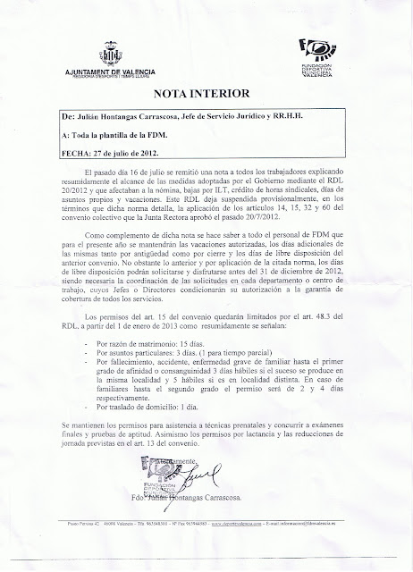 CGT-FDM Valencia: Otra "perla" del RDL 20/2012. Nota Interior del 27/7 ...