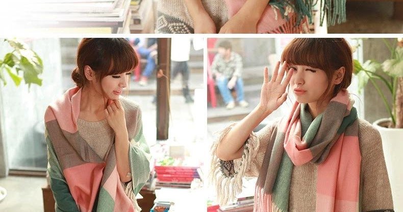 KOREAN STYLE CASHMERE | SCARF PASHMINA SYAL SELENDANG HANGAT KNITTING ...