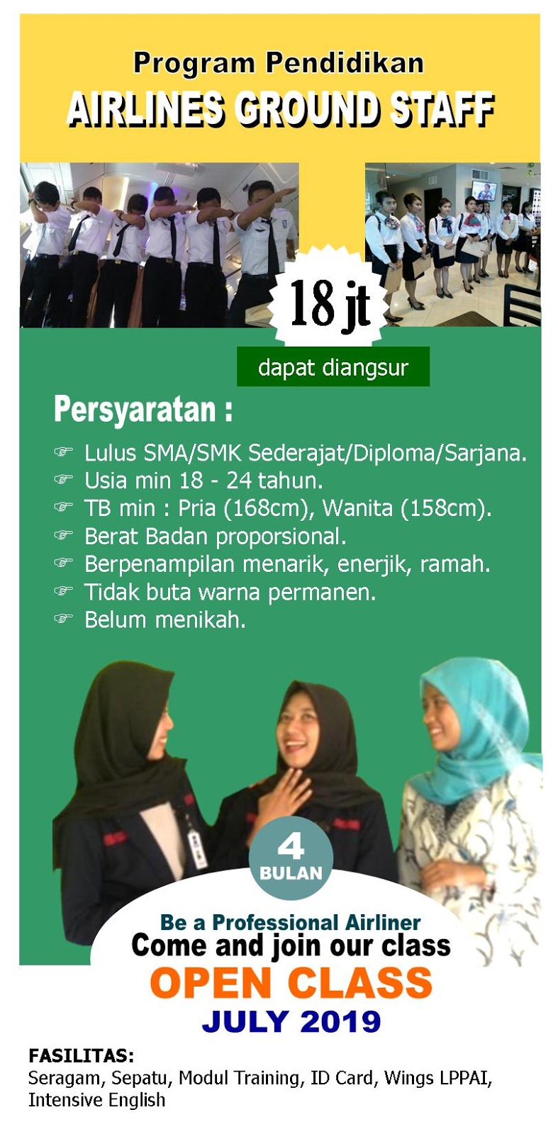 JADWAL KELAS AIRLINES GROUND STAFF TA 2019/2020 ~ LPPAI