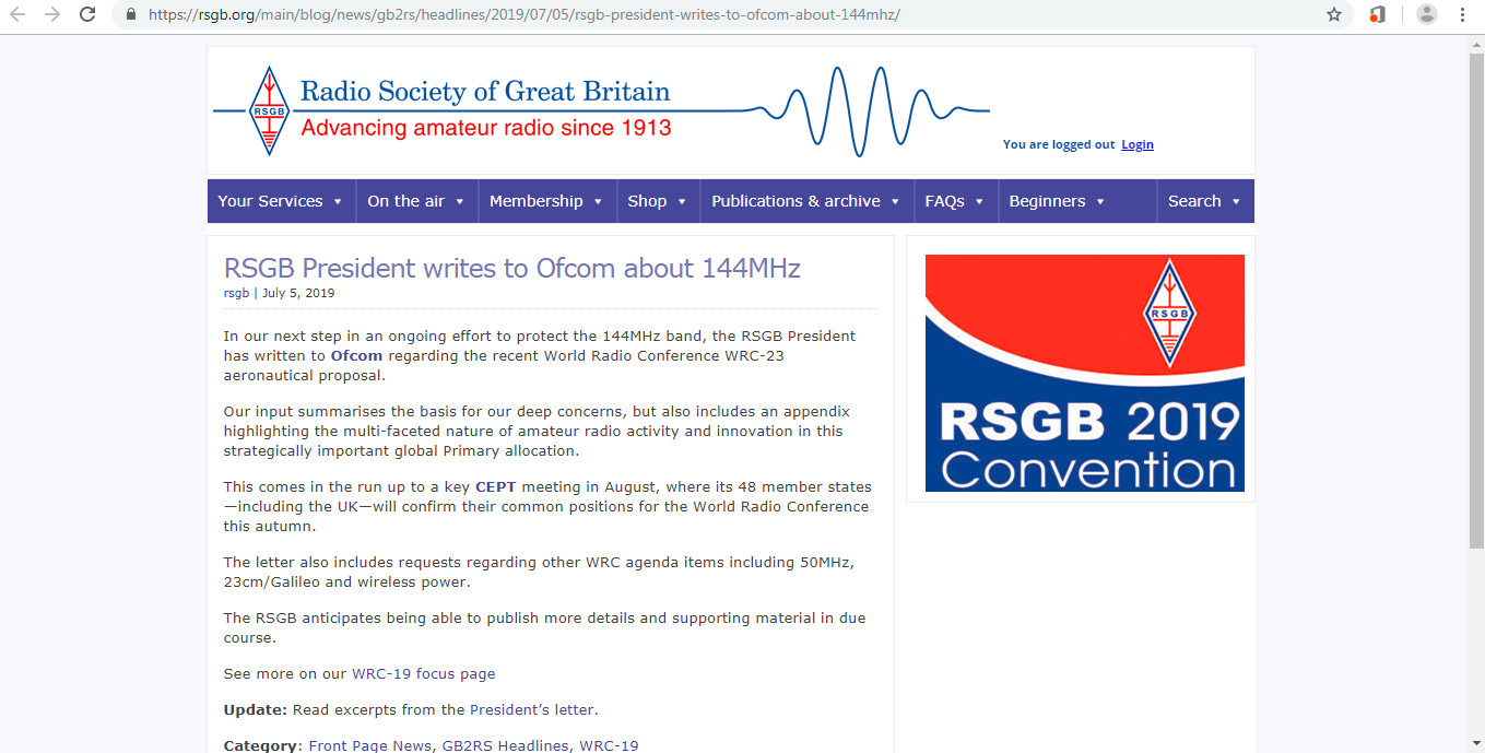 SV1GRN: Και η RSGB για τους 144-146 υπέρ μας