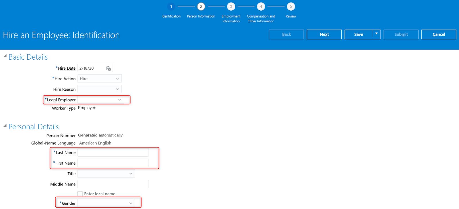 HCM Employee Creation