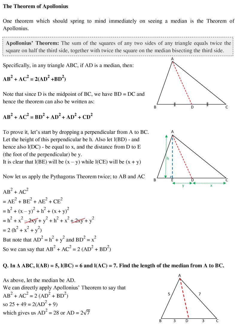 Apollonius Theorem and its Proof,Concept of Circumcircle,Circumradius ...
