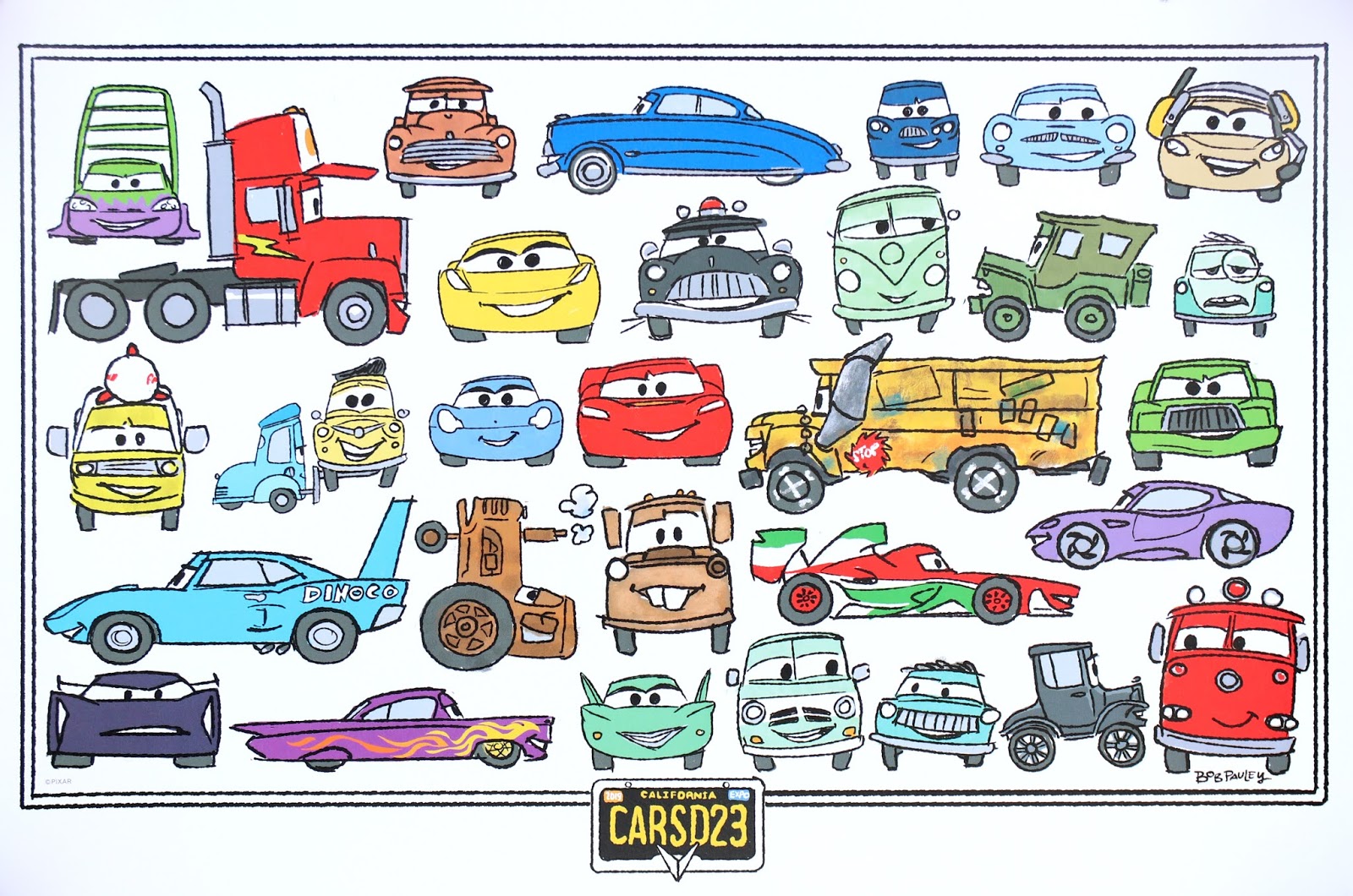 Dan the Pixar Fan: D23 Expo 2019 Exclusive Cars Lithogragh (Art by Bob ...