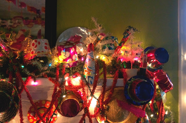 Happy Holidays: 2012 mantle and garlands.