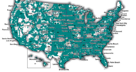 Affinity Cellular Coverage Area Map