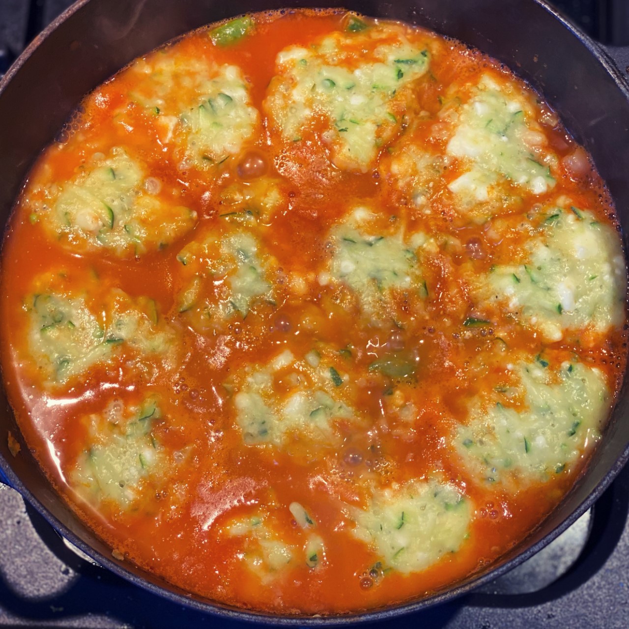 Feta and Courgette Dumplings with Greek-Style Stew