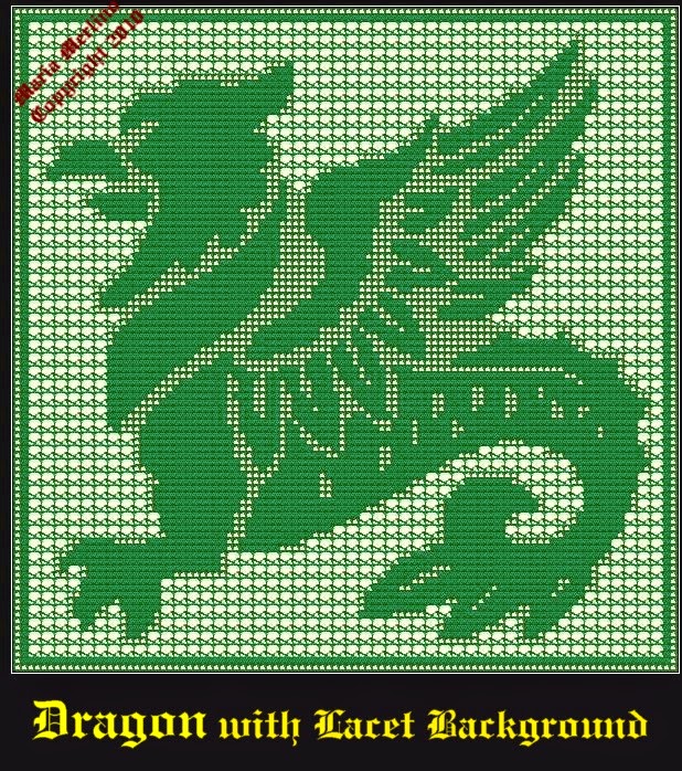 Filet Crochet: Crochet Filet Medieval Gryphon Dragon