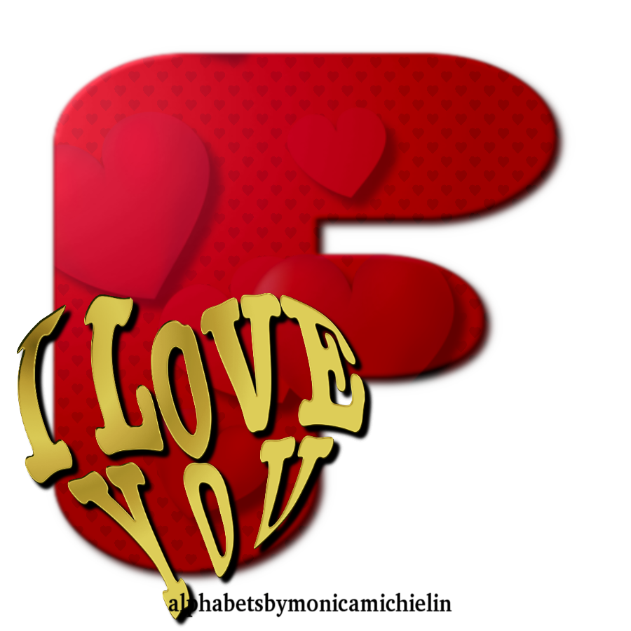 M. Michielin Alphabets: 6-RED HEARTS GOLDEN 'I LOVE YOU' ALPHABET, # ...