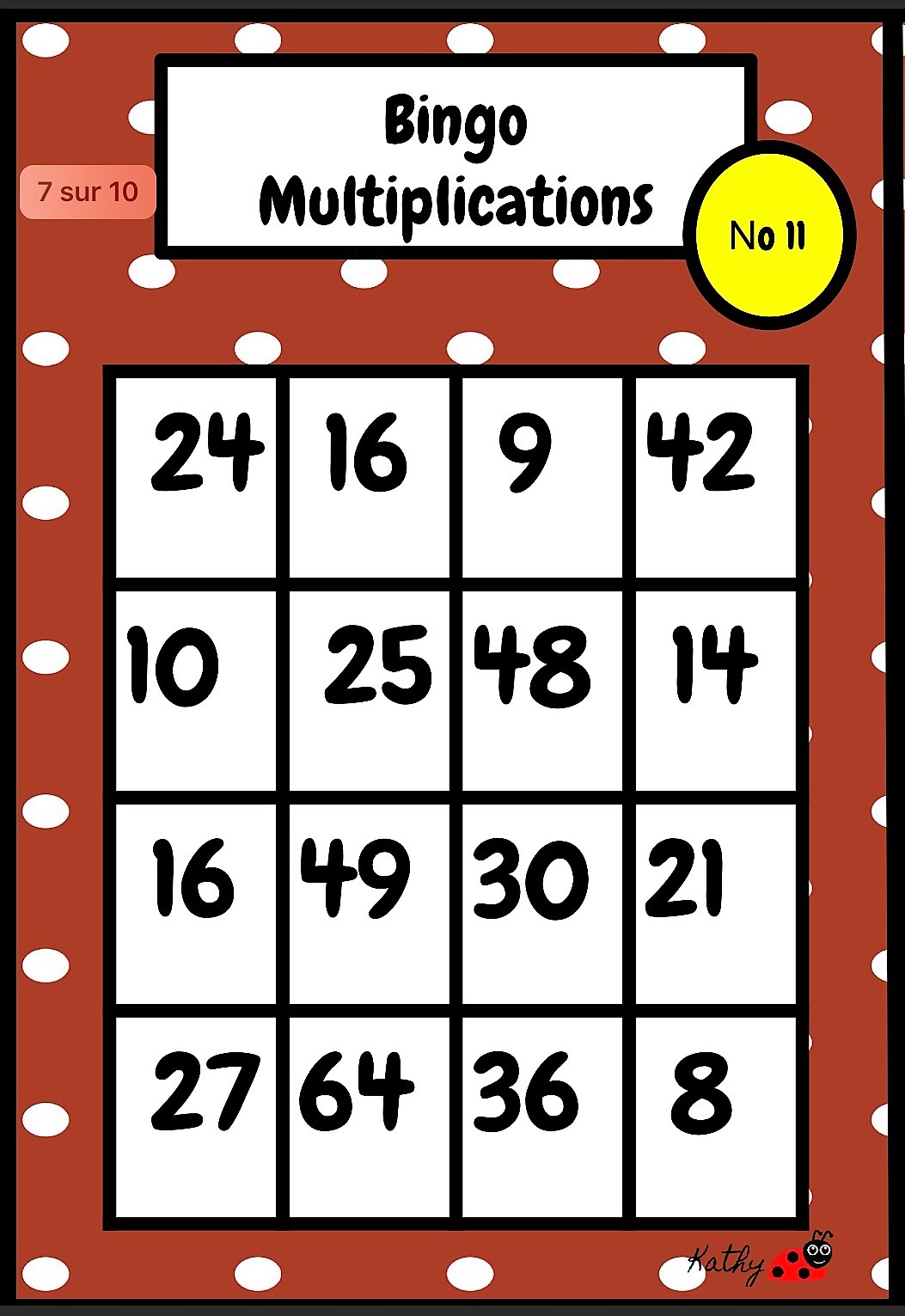 Un bingo des multiplications
