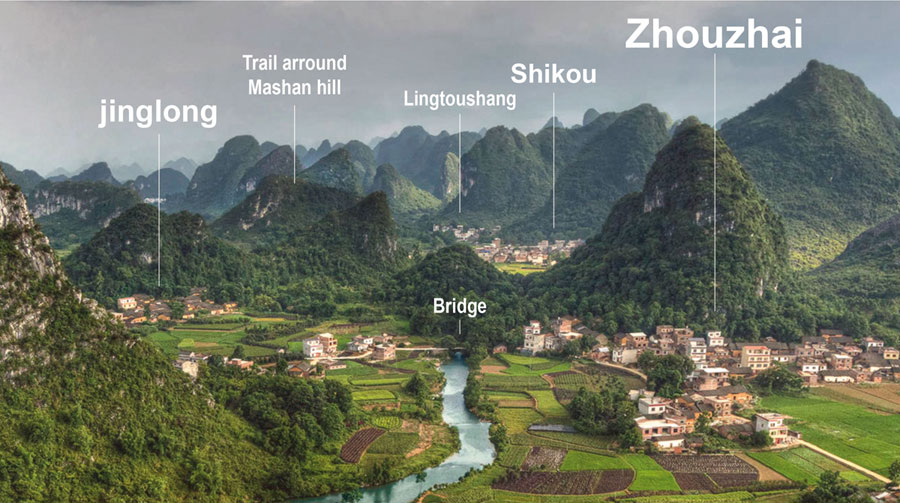 Yangshuo hidden trekking area from Putao to Shikou