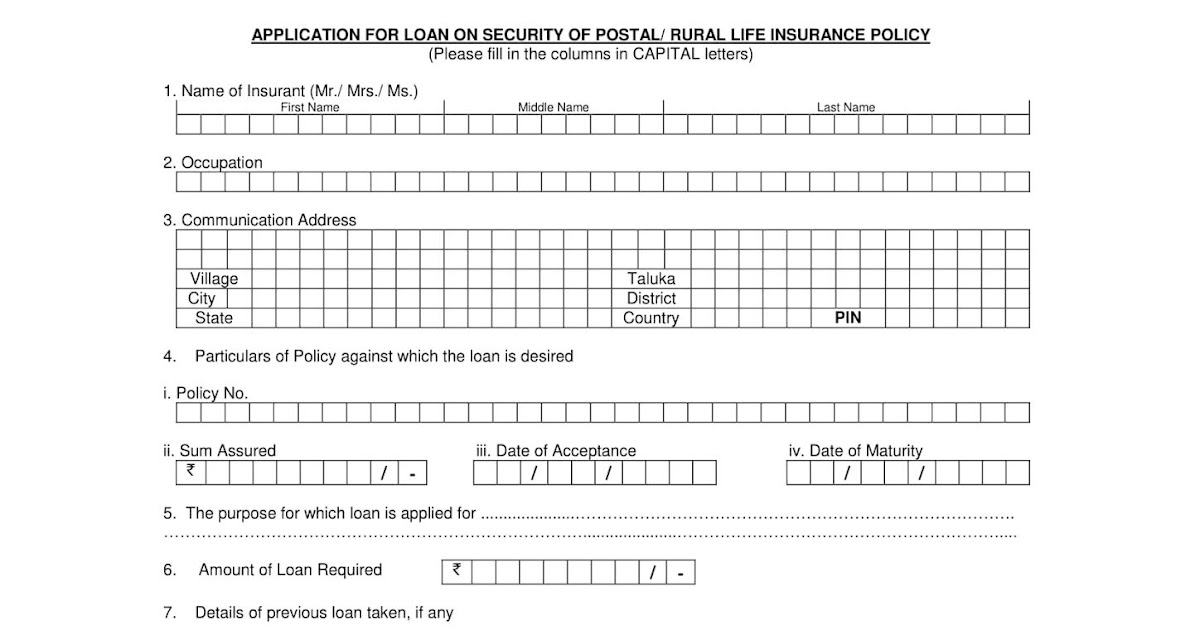Forms19: P.L.I Loan Application