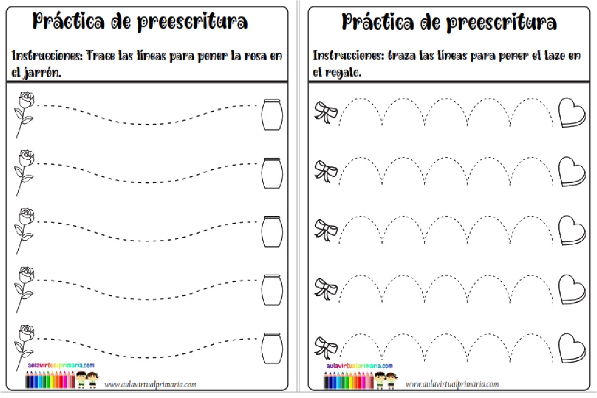 Hojas De Motricidad Fina Del Dia San Valentín - AULA VIRTUAL PRIMARIA