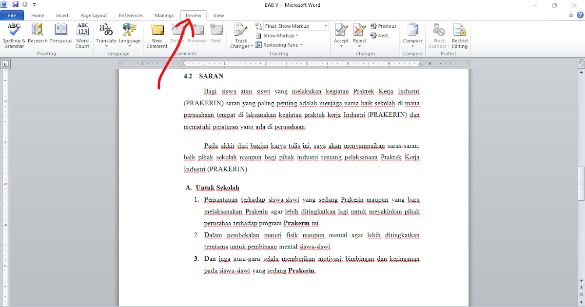 CARA MENGHILANGKAN GARIS MERAH PADA MICROSOFT WORD
