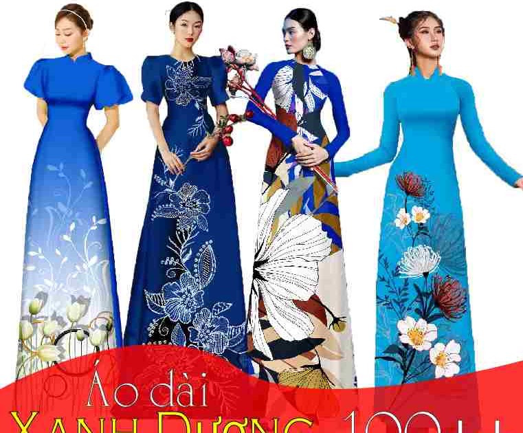 100++ vải áo dài màu xanh Biển xanh Dương đẹp người mệnh KIM & THỦY