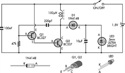 LED Torch Uses Blocking Oscillator