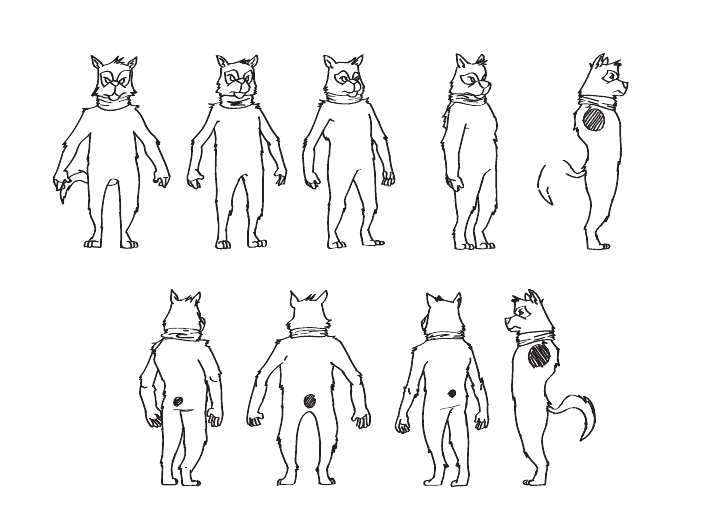 Art of Douglas Deri: Criações...12 - Cartoon Wolf - Model Sheet