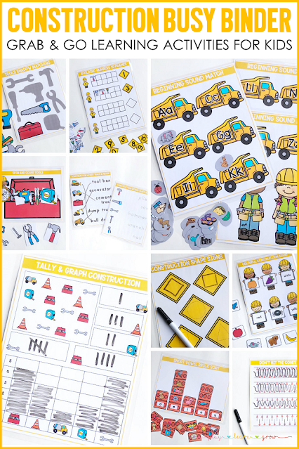 Construction Theme Activity Binder | Lets Play.Learn.Grow