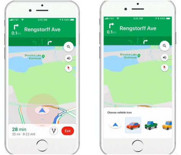 Tanda Panah di Google Maps kini bisa Berubah Icon