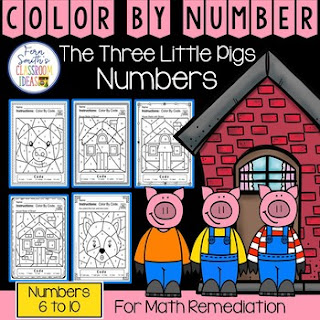 Color By Number For Math Remediation Numbers 6 to 10 With a Cute Three ...