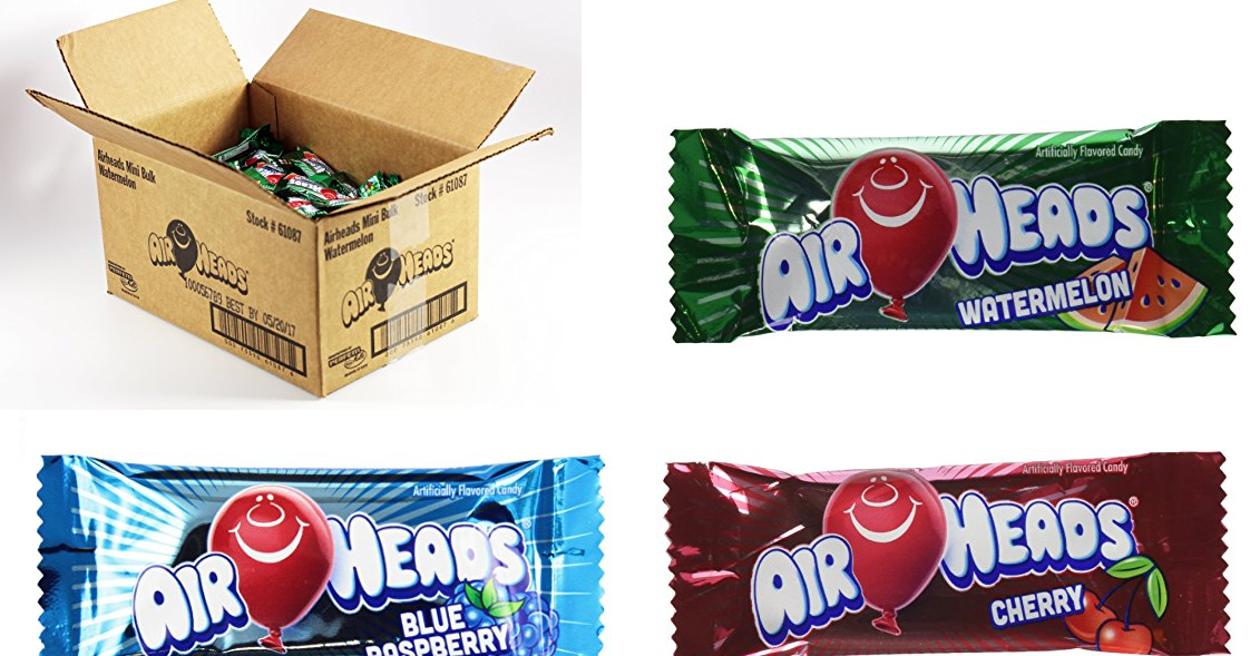 8 Pound Case of Mini AirHeads Candy Cherry, Blue Raspberry or ...
