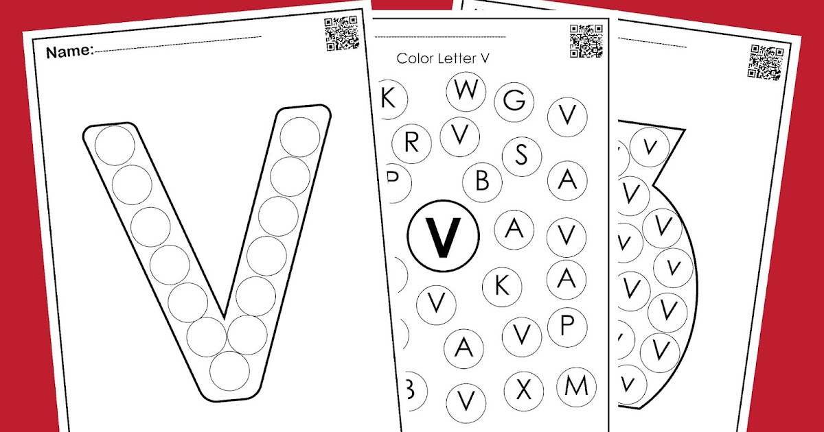 Letter V "10 free Dot Markers coloring pages"