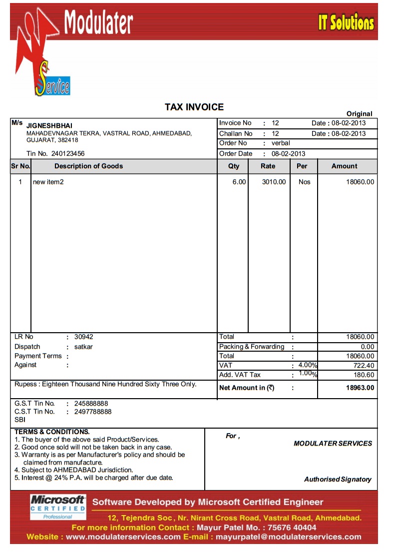 MOD INVOICE: Reports
