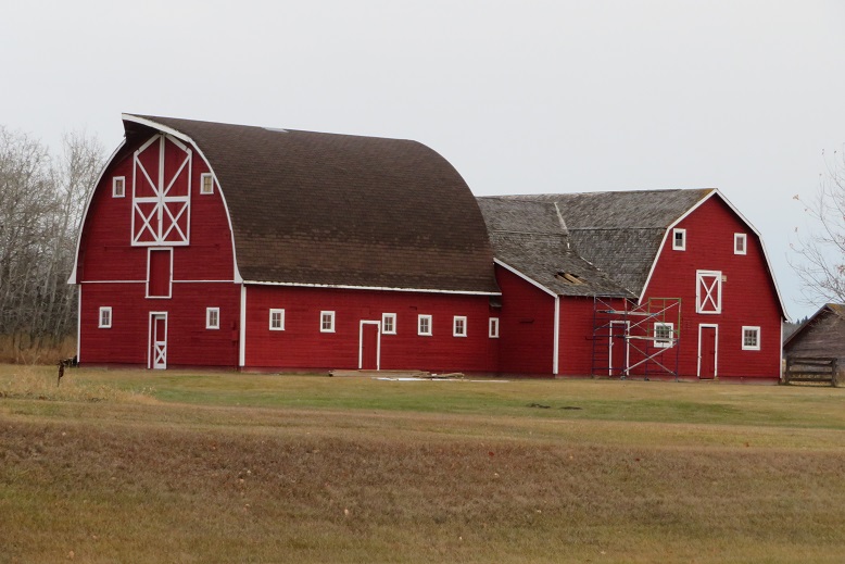 The view from here: Dual Red Barns