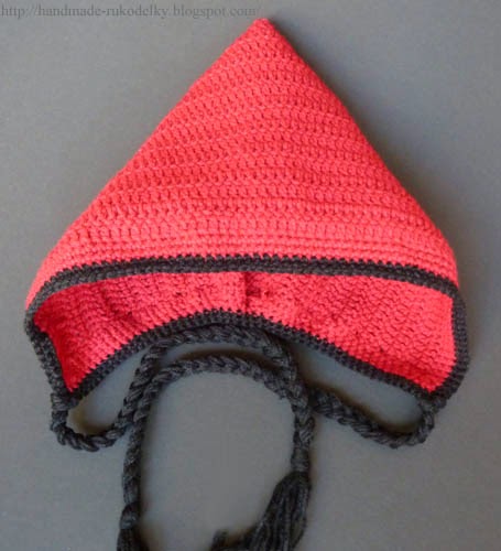 HAND MADE - RUKODELKY: Crocheted Pointy Hat For Adult With Earflaps