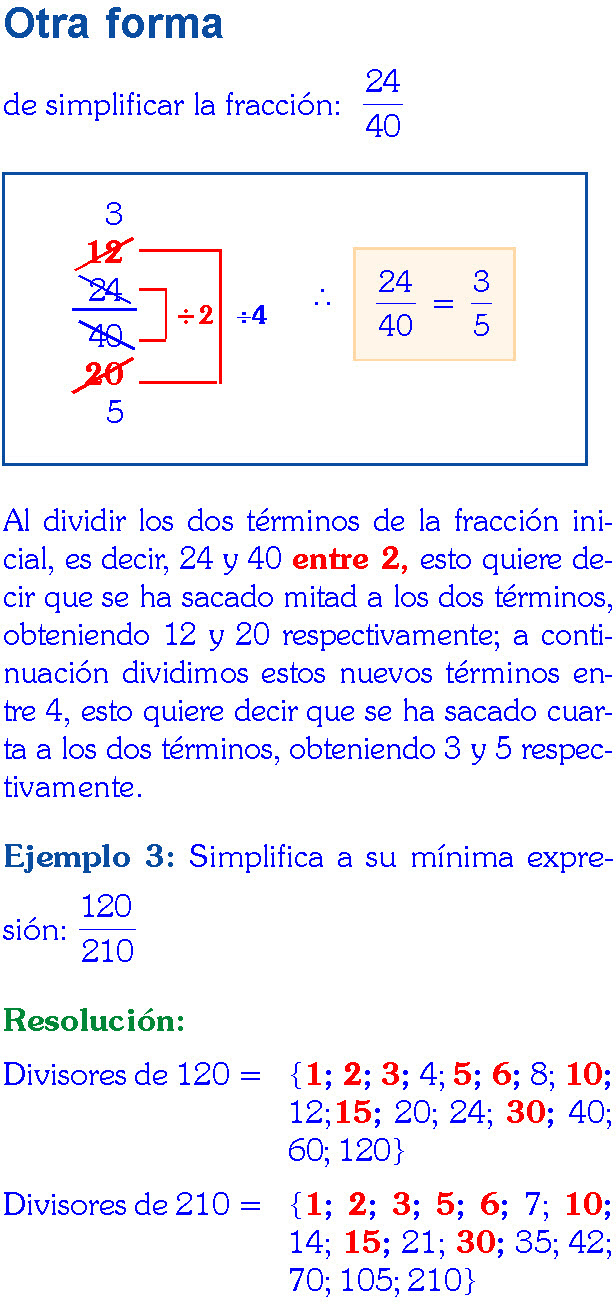 SIMPLIFICACION DE FRACCIONES EJEMPLOS Y EJERCICIOS RESUELTOS
