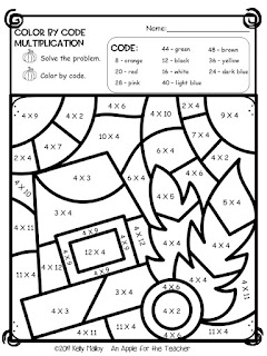 An Apple For The Teacher: Thanksgiving Color by Number Math Facts ...
