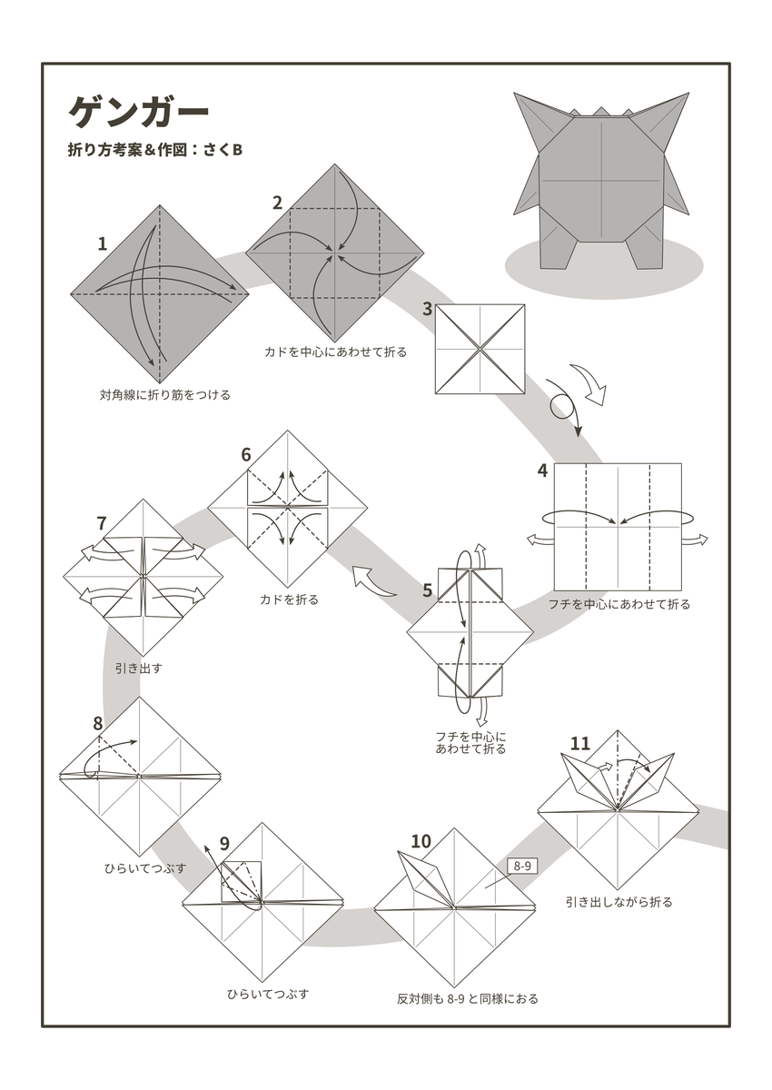 Diagram Pokemon Gengar-Saku B - Ruby Book Origami