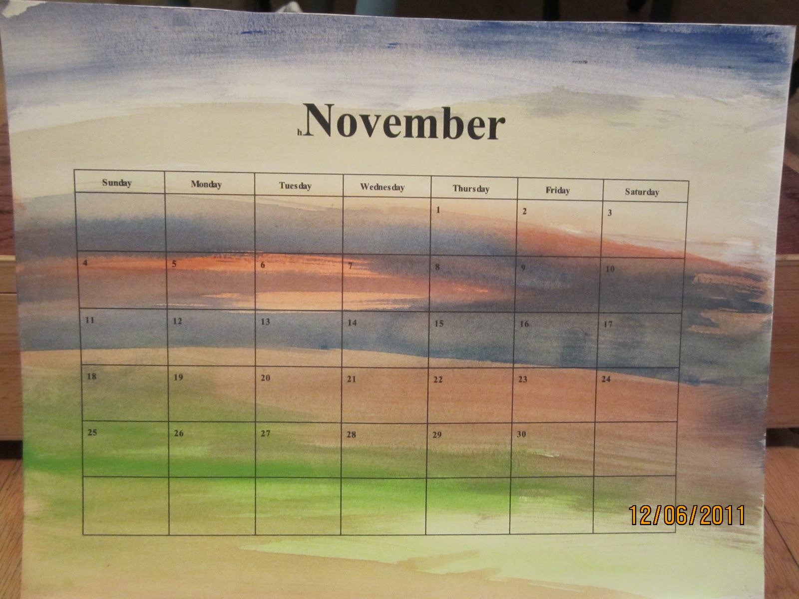 Homemade and Colorful: Homemade Watercolor Calendar