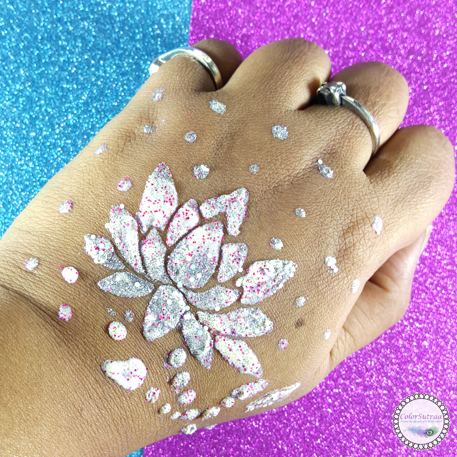DIY GLITTER UNICORN HACK WITH EARTH HENNA WHITE LACE KIT - ColorSutraa