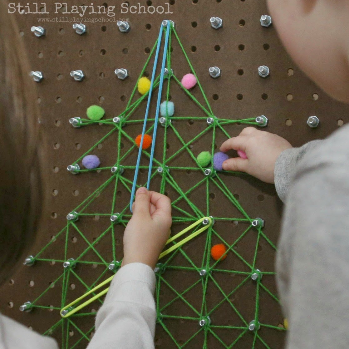 Christmas Tree Geoboard Hands On Math Activity for Kids | Still Playing ...