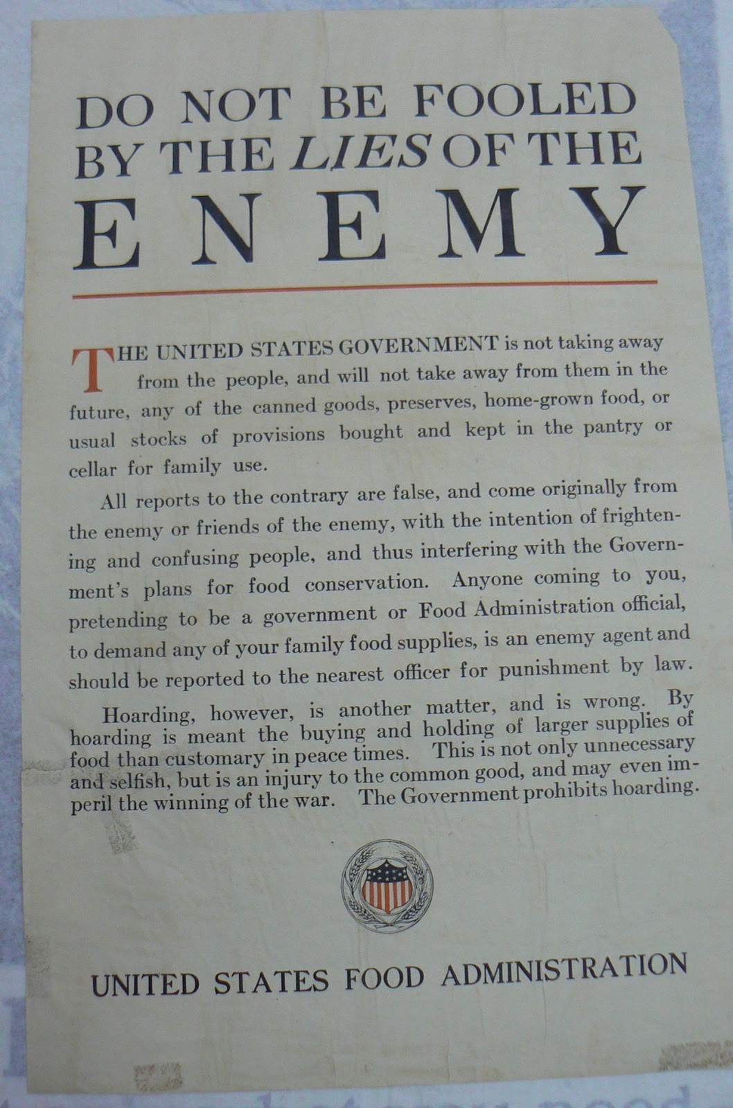 Chemung County Historical Society: United States Food Administration