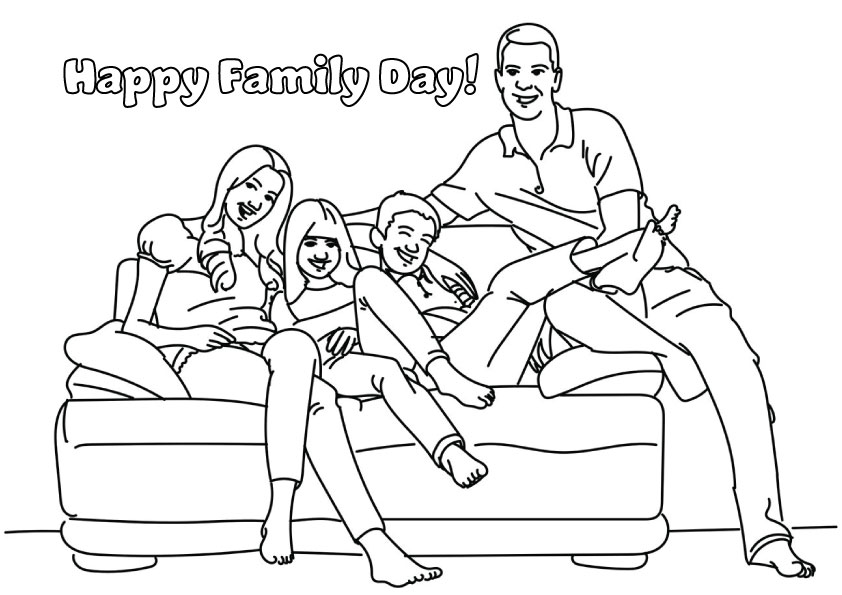 Happy family day coloring pages