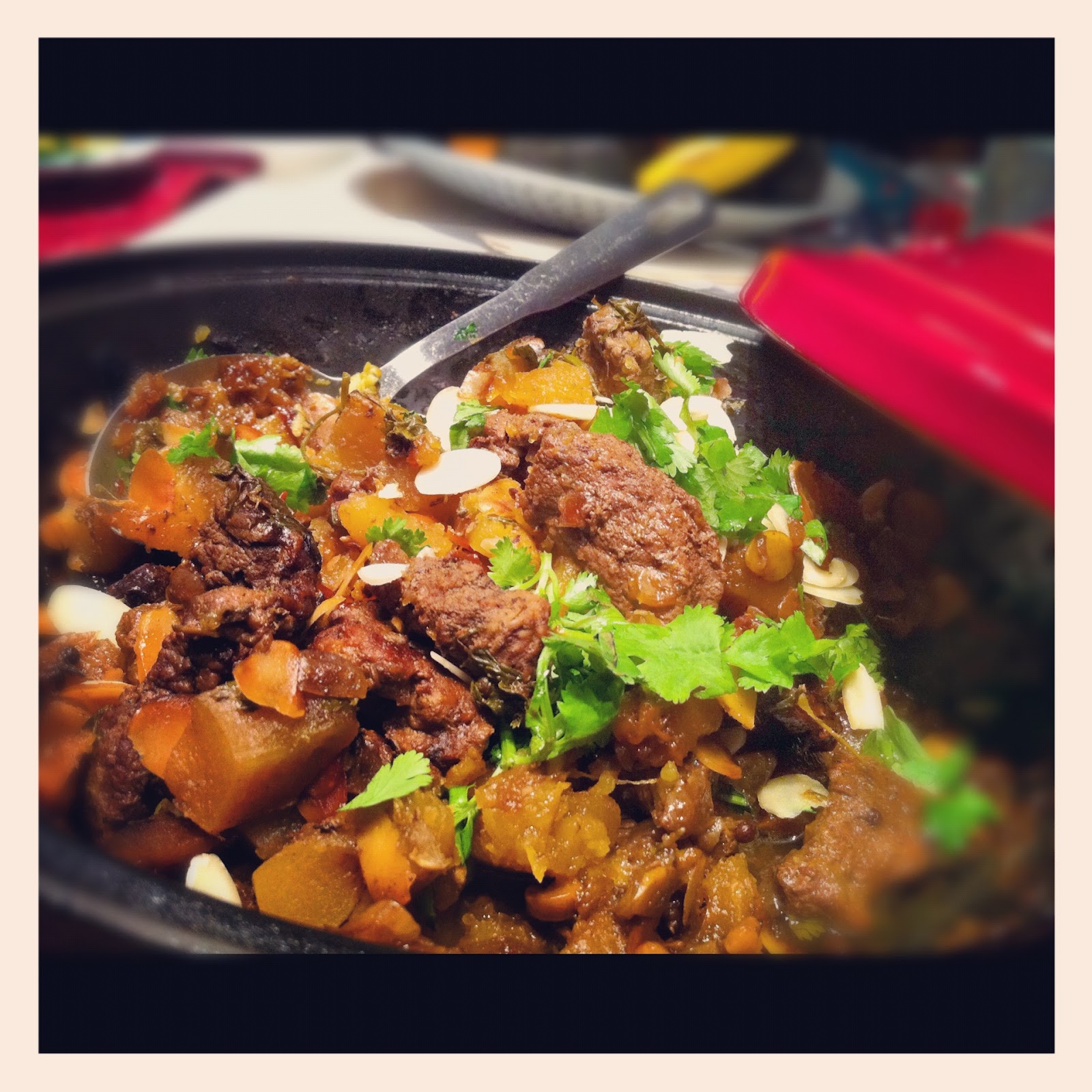 QlinArt: Braised Beef in Tajine with Pumpkin, Prunes and Almonds