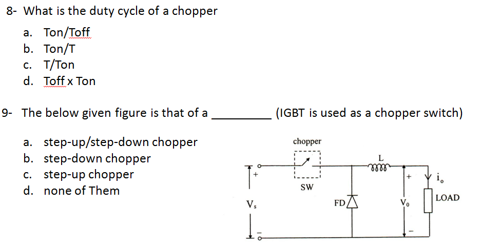 ITI Electronics Mechanic 2nd Year MCQ - Chapter Chopper AC Link and DC ...