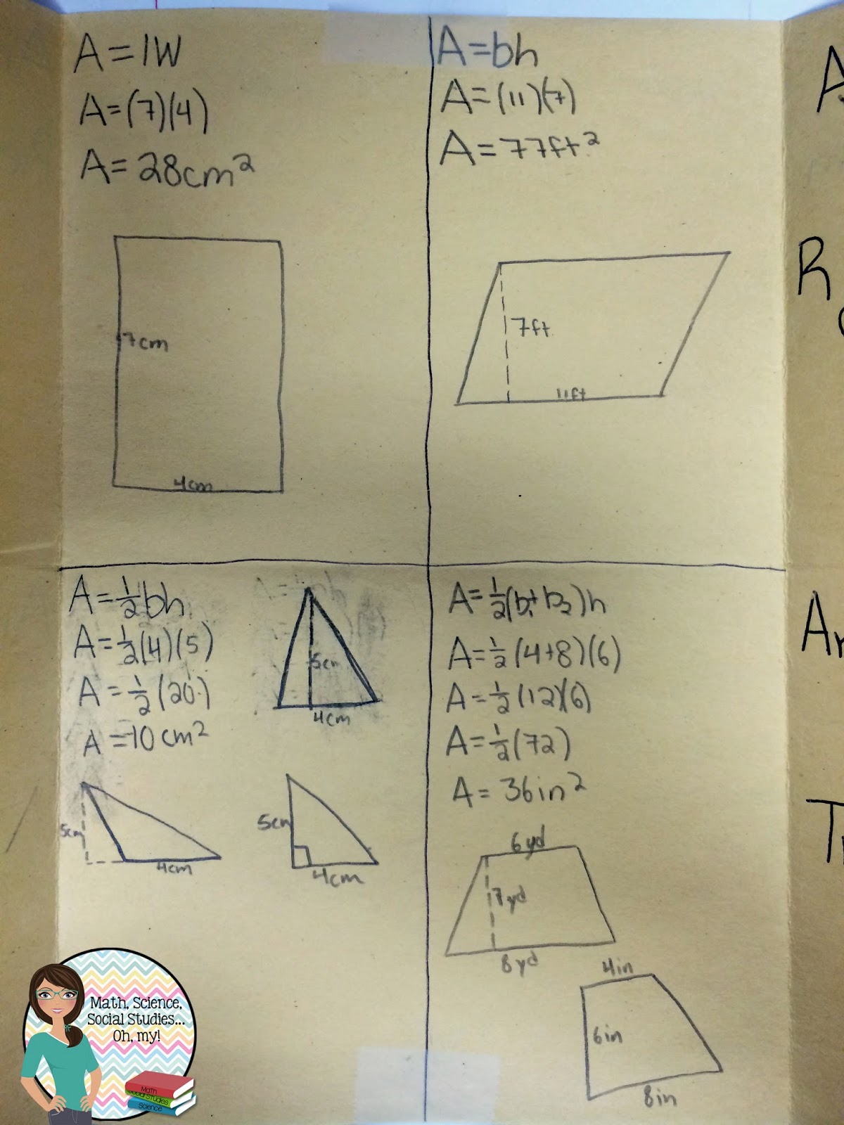 Foldable Friday: Area Formulas | Technically Speaking with Amy
